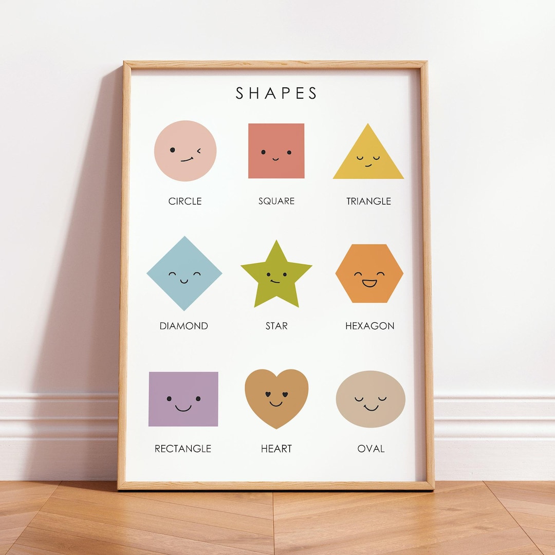 Classroom Shapes Poster, Educational Kid Room Print, Montessori Nursery ...