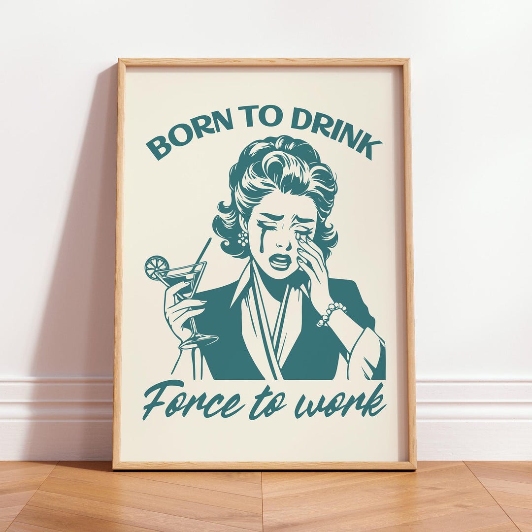 Vintage Lady Print, Retro Woman Poster, Sarcastic Wall Art, 70s ...