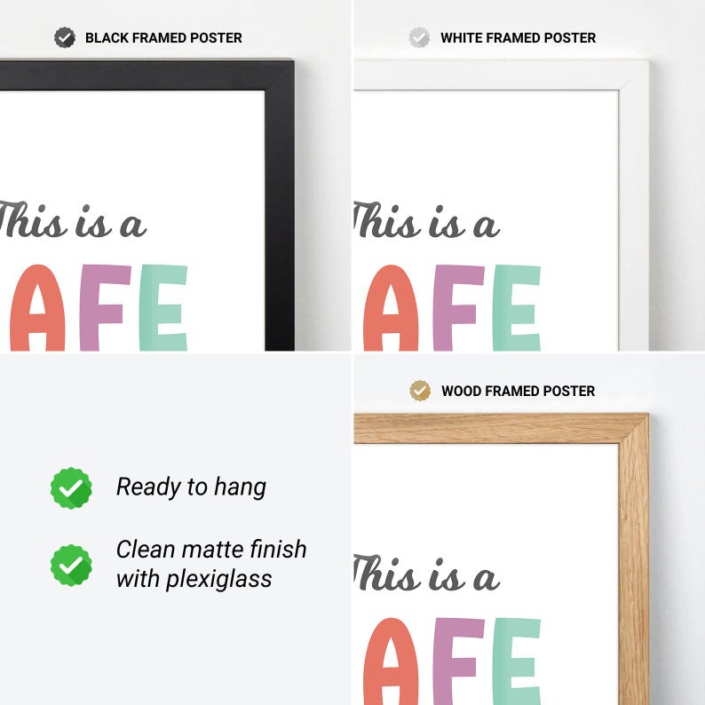 Safe Space Poster for Kids, Positive Classroom Wall Art, Colorful ...