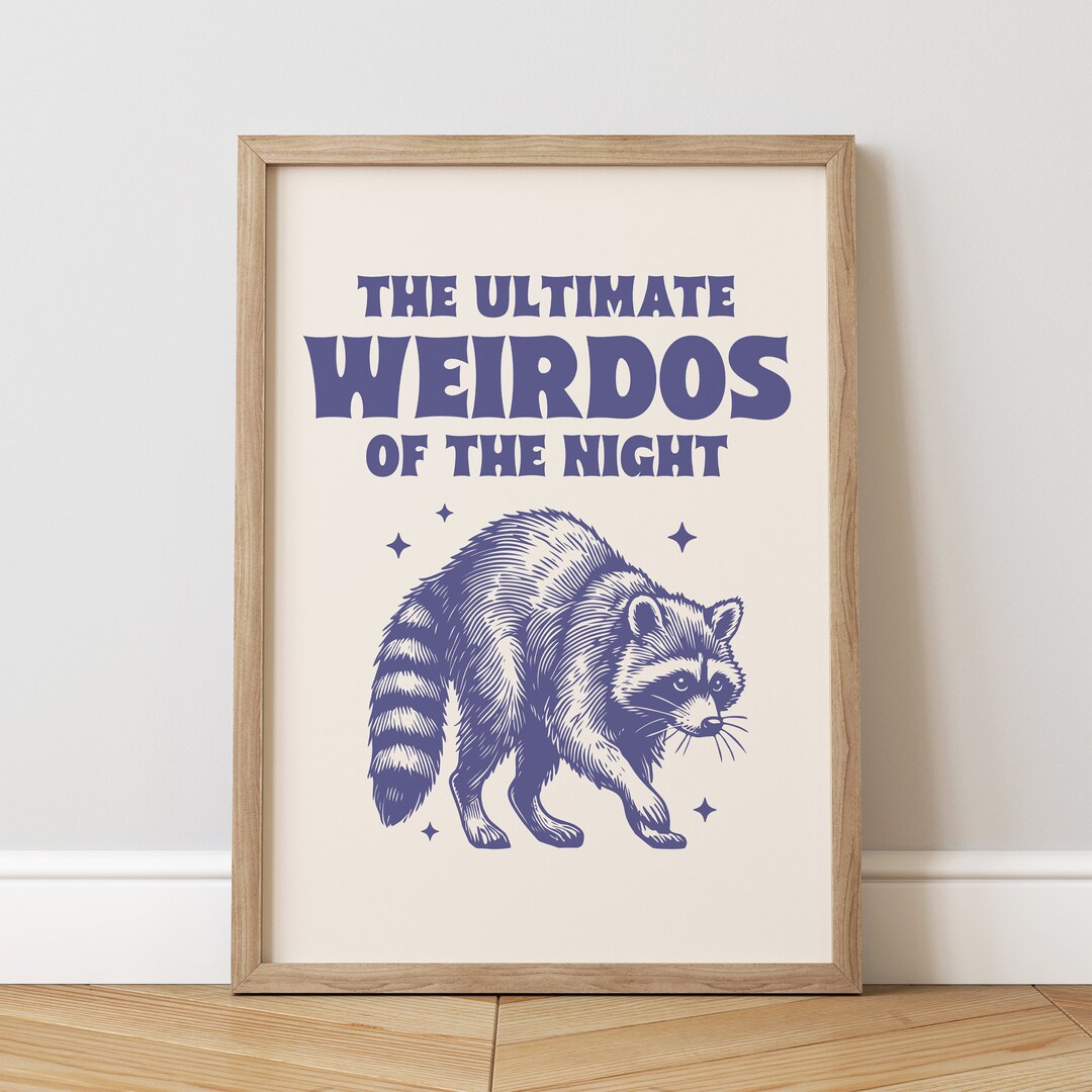 Funny Raccoon Poster With Retro Humor for Home Wall Art. Dark Humor ...