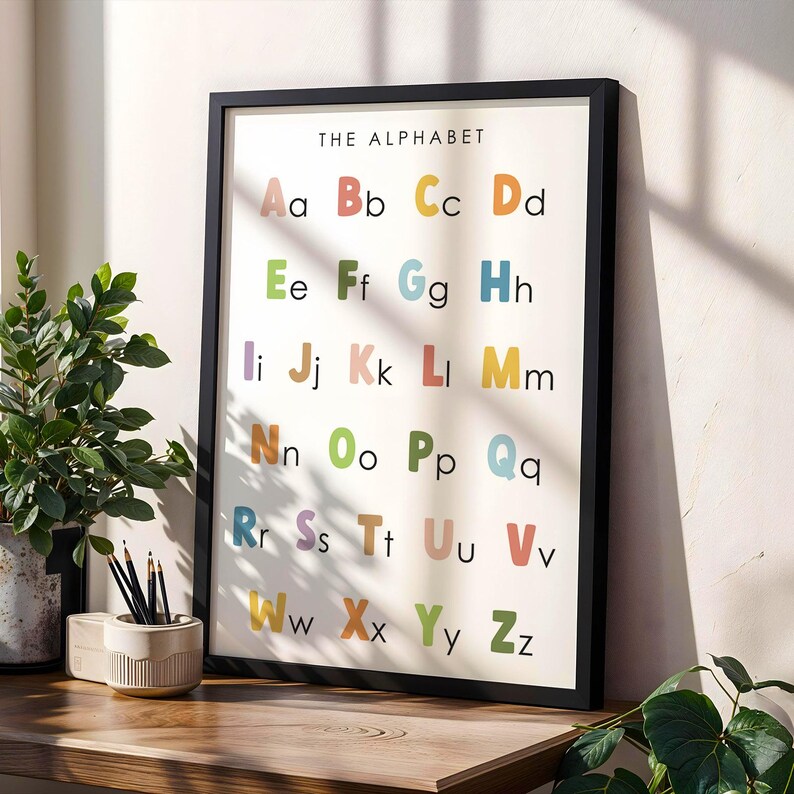 Colorful Alphabet Poster, Nursery ABC Print, Playroom Wall Art, Kids ...