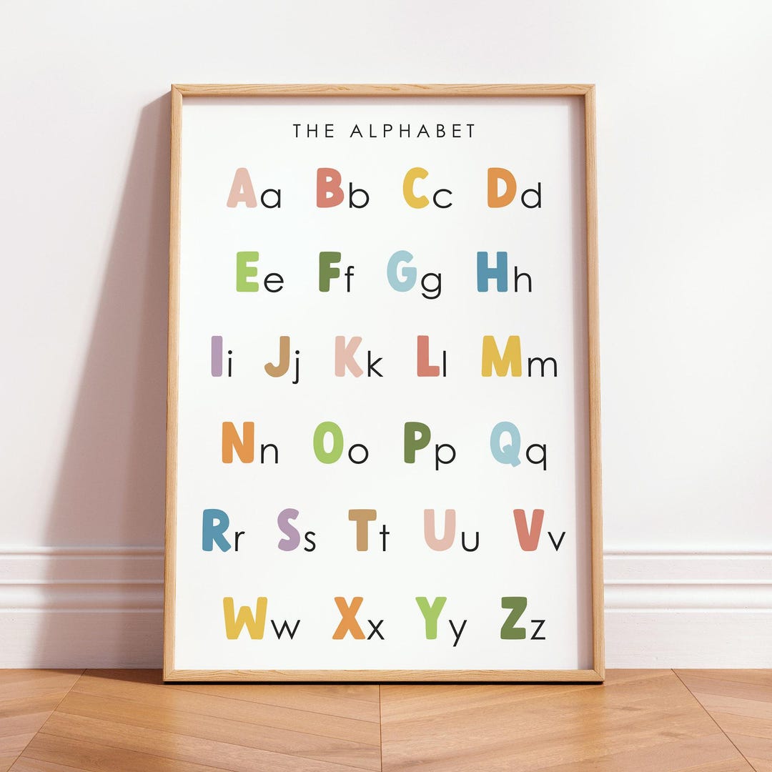 Colorful Alphabet Poster, Nursery ABC Print, Playroom Wall Art, Kids ...