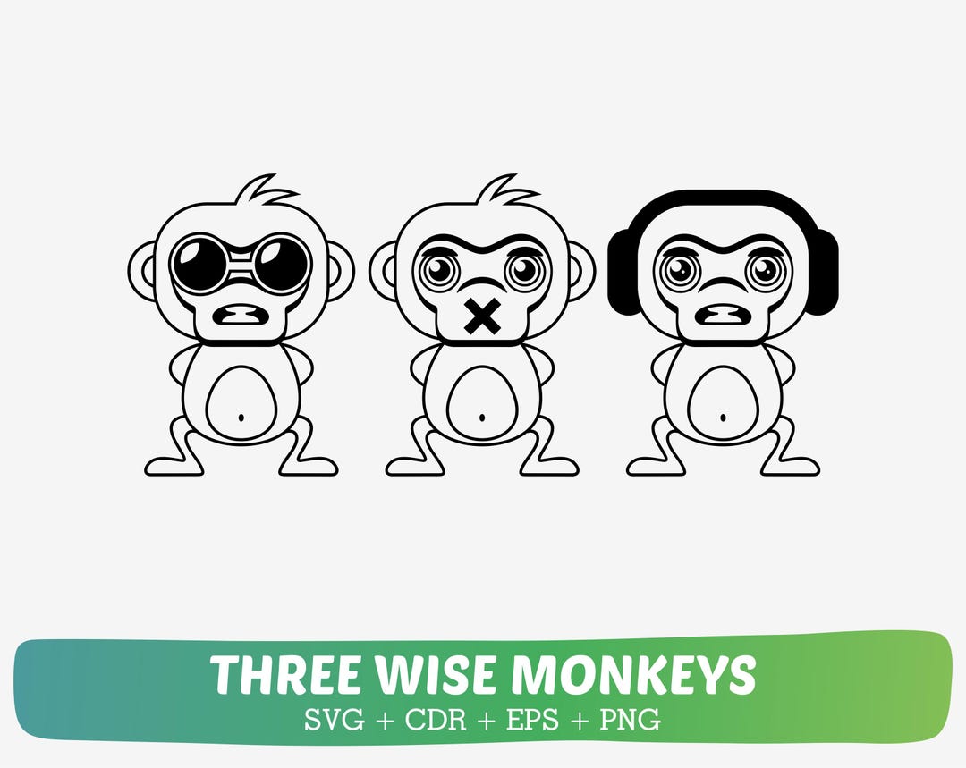 Three Wise Monkeys SVG, Shirt SVG, Monkey Vector Design for Laser ...
