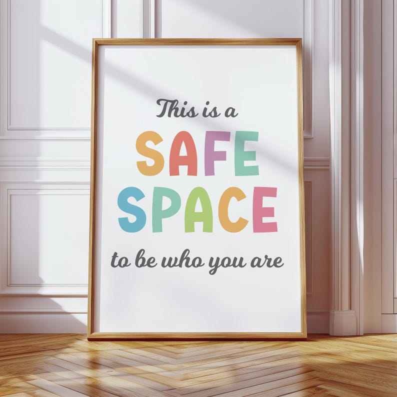Safe Space Poster for Kids, Positive Classroom Wall Art, Colorful ...