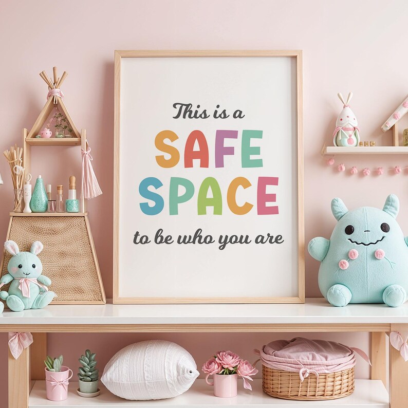 Safe Space Poster for Kids, Positive Classroom Wall Art, Colorful ...