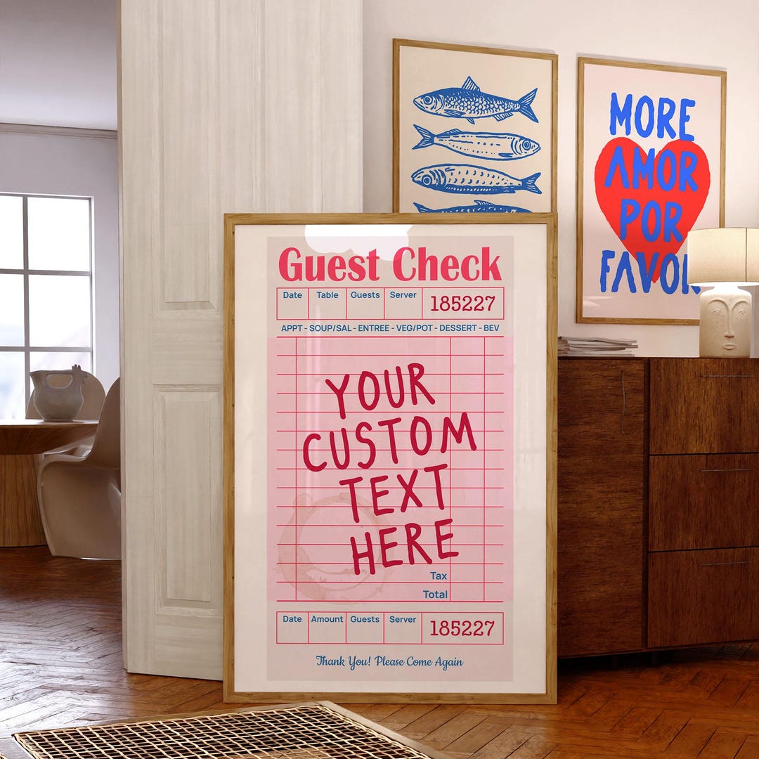 Custom Guest Check Poster, Retro Receipt Wall Art (digital Download) - Etsy