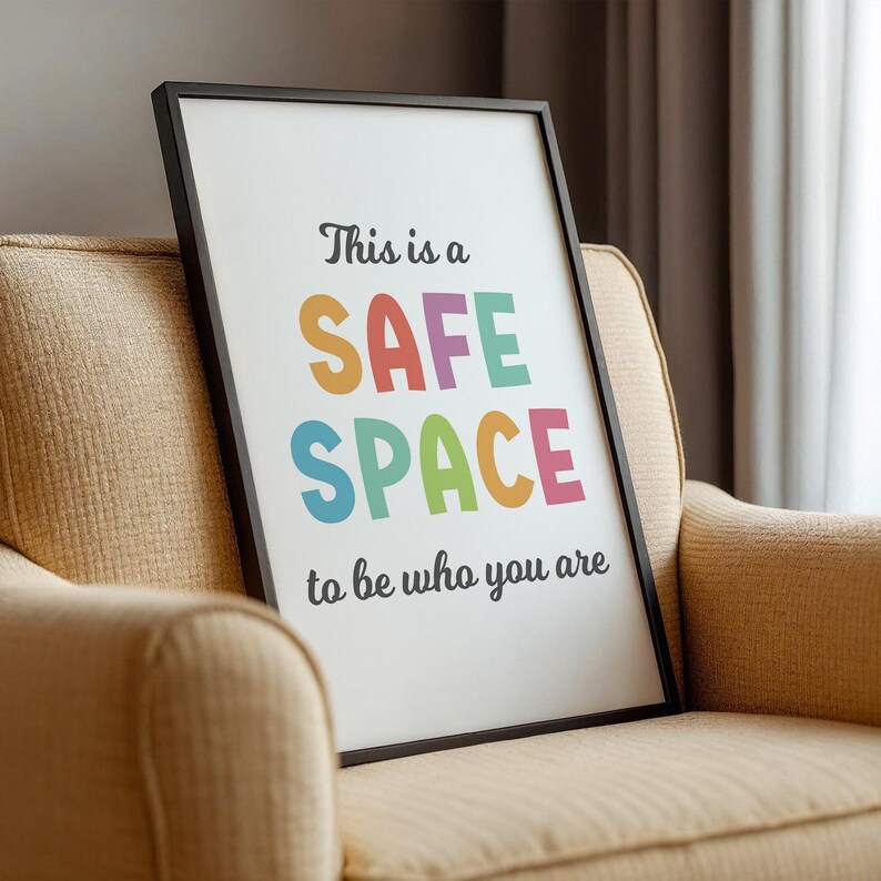 Safe Space Poster for Kids, Positive Classroom Wall Art, Colorful ...