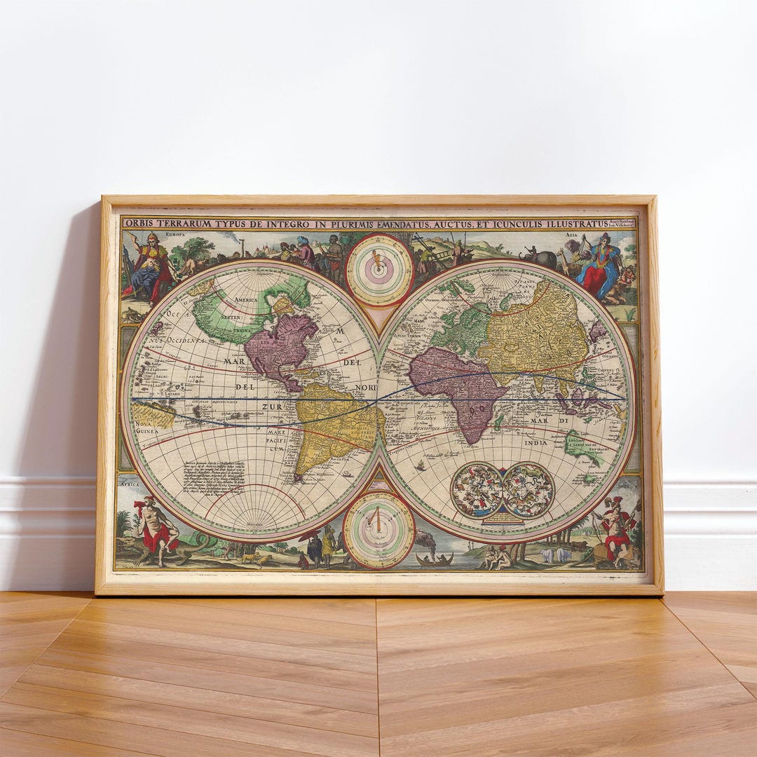 Ancient World Map Reproduction of the XVII Century, Wall Art Poster ...