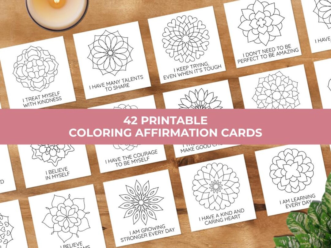 Mindfulness Mandala Coloring Affirmation Cards for Kids · Flashcards ...