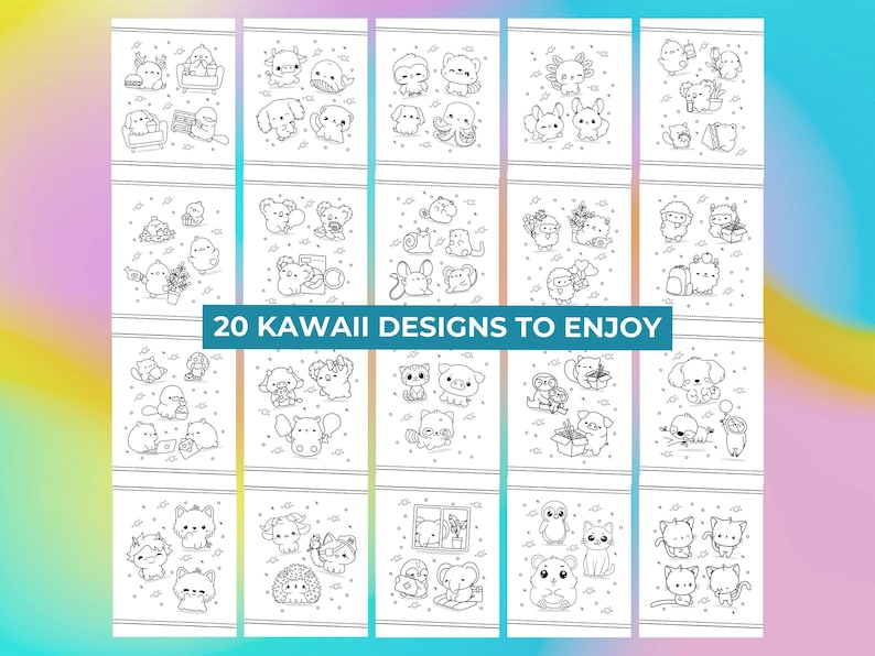Cute Kawaii Animal Coloring Pages - 20 Printable Sheets | Chibi ...