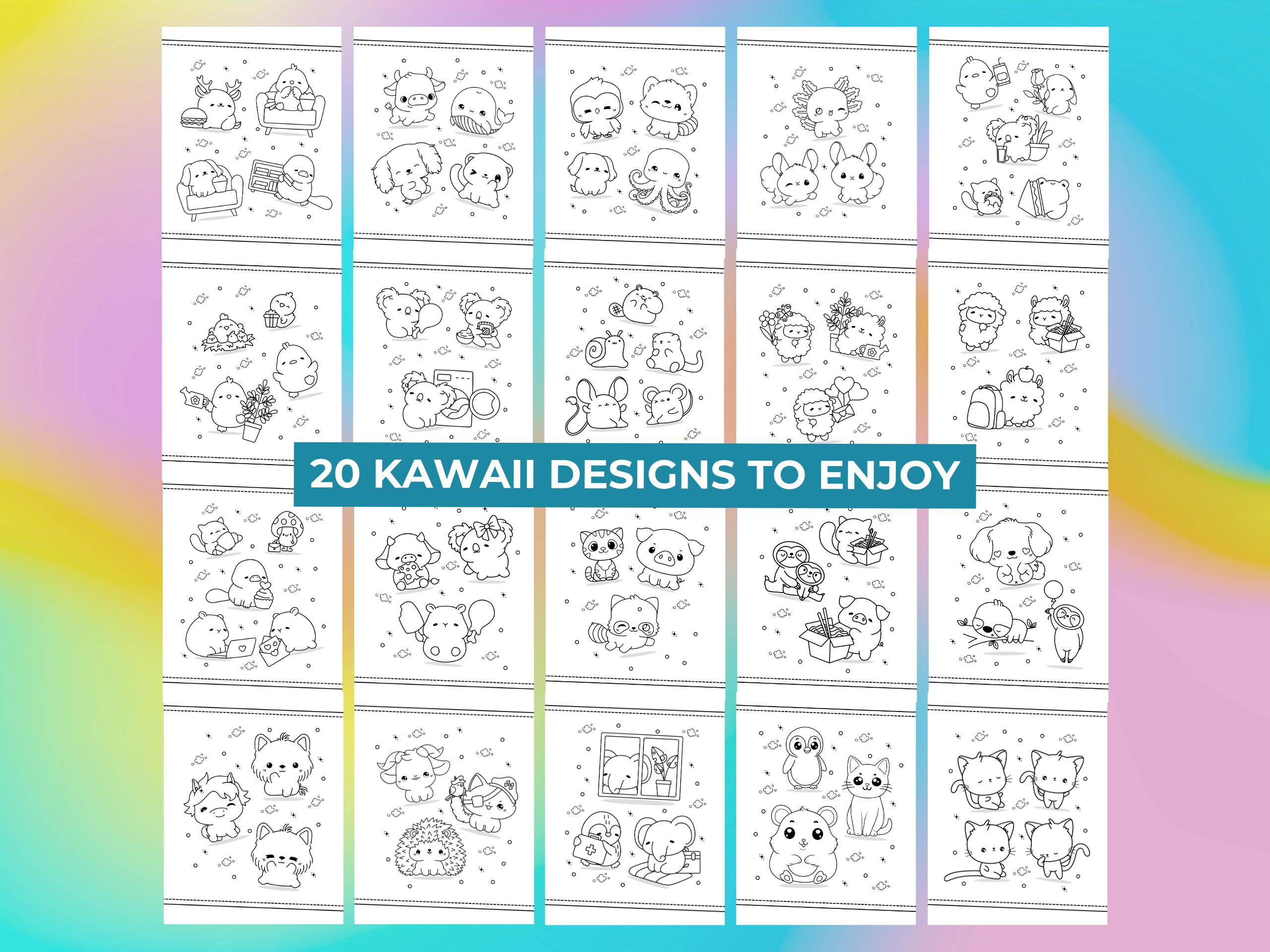 Cute Kawaii Animal Coloring Pages - 20 Printable Sheets | Chibi ...