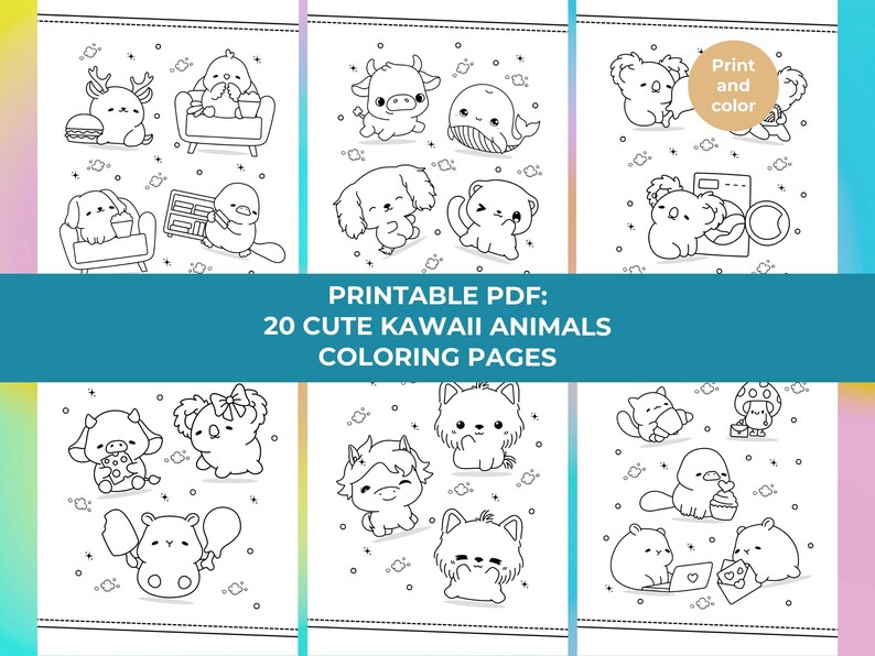 Cute Kawaii Animal Coloring Pages - 20 Printable Sheets | Chibi ...