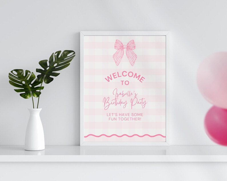 Editable Birthday Sign Template for Girls: Pink Coquette Design With ...