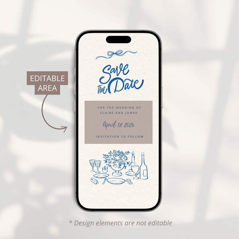 Animated Save the Date Evite: Hand-drawn Wedding Table, French Jazz ...
