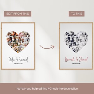Editable Heart Photo Collage Poster, Anniversary Custom Photos Template ...