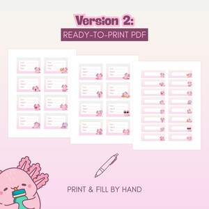Editable Axolotl Name Labels, Custom Composition Notebook Label ...