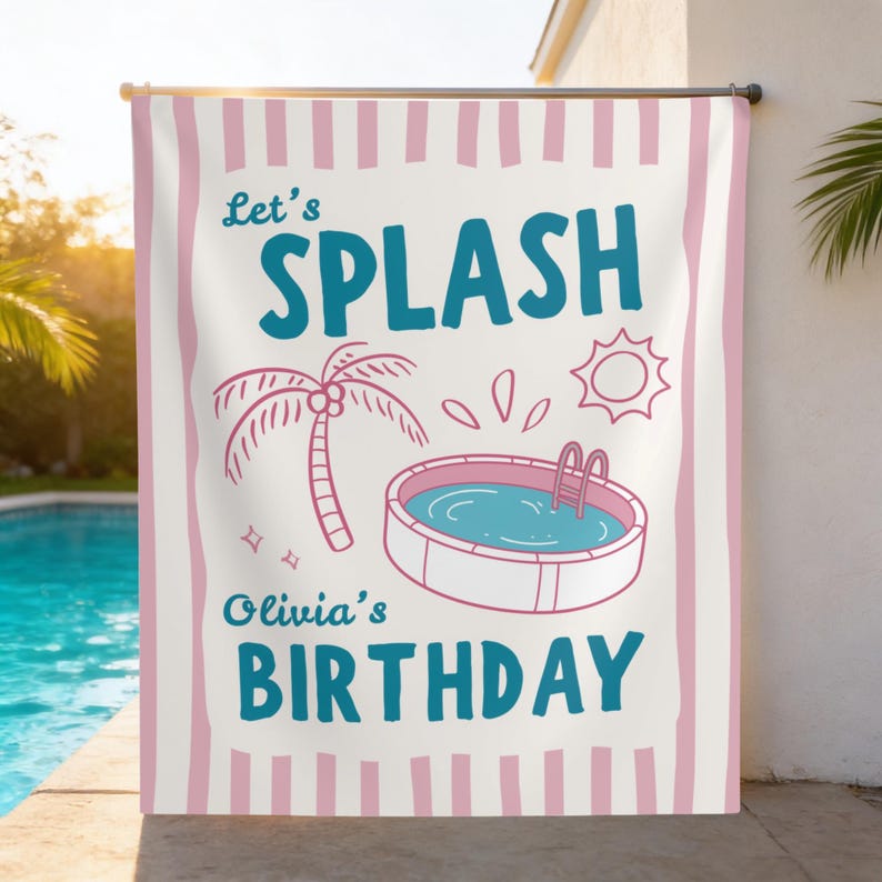 Personalisierte Poolparty Hintergrundkulisse · Banner Im 1695