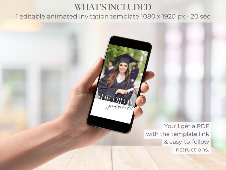 Animated Graduation Evite · Class of 2026 Digital Invitation · Editable ...