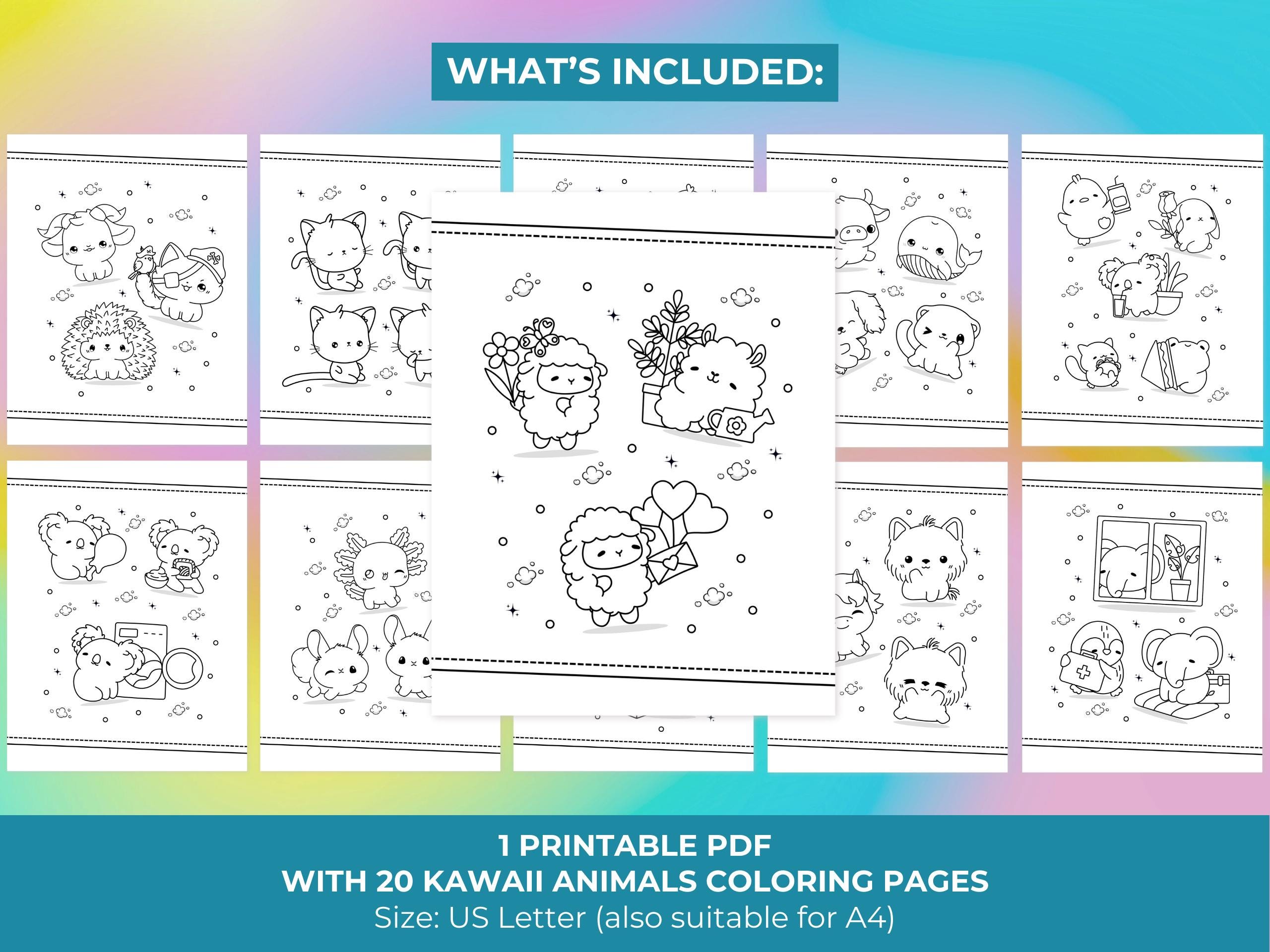 Cute Kawaii Animal Coloring Pages - 20 Printable Sheets | Chibi ...