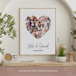 Editable Heart Photo Collage Poster, Anniversary Custom Photos Template ...