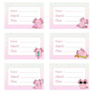 Editable Axolotl Name Labels, Custom Composition Notebook Label ...