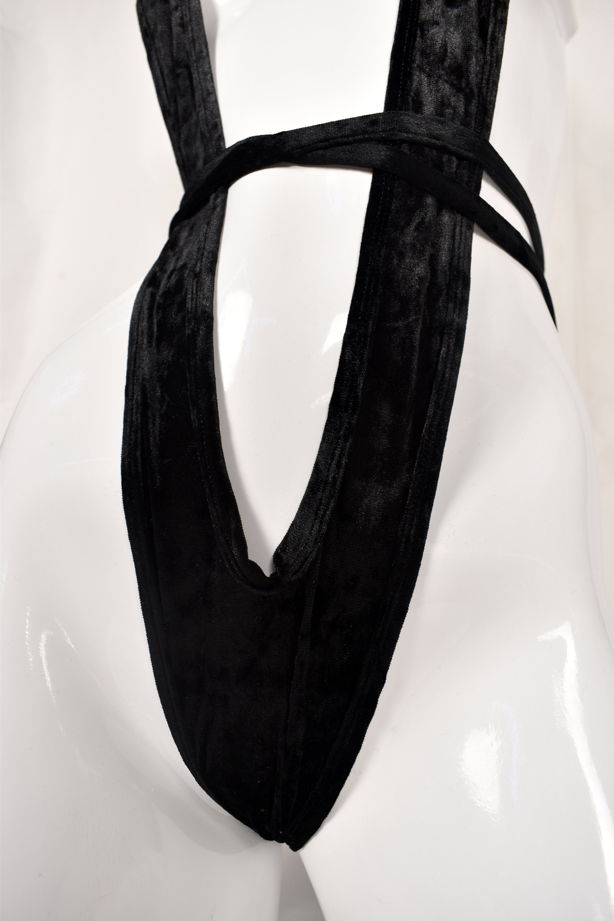 Ready | "vivi" V Slingshot Black Crushed Velvet 2" Width | Exotic ...