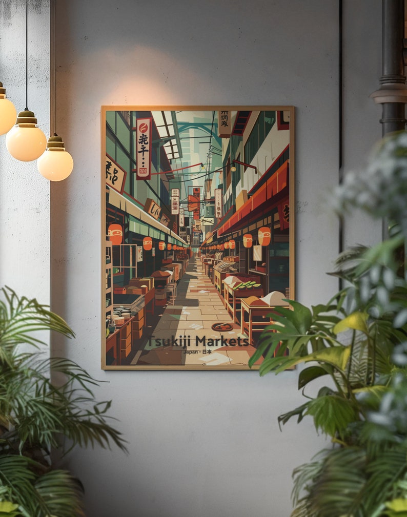 Anime Market Wall Art Tsukiji Market Japan Poster Tokyo Wall Art ...