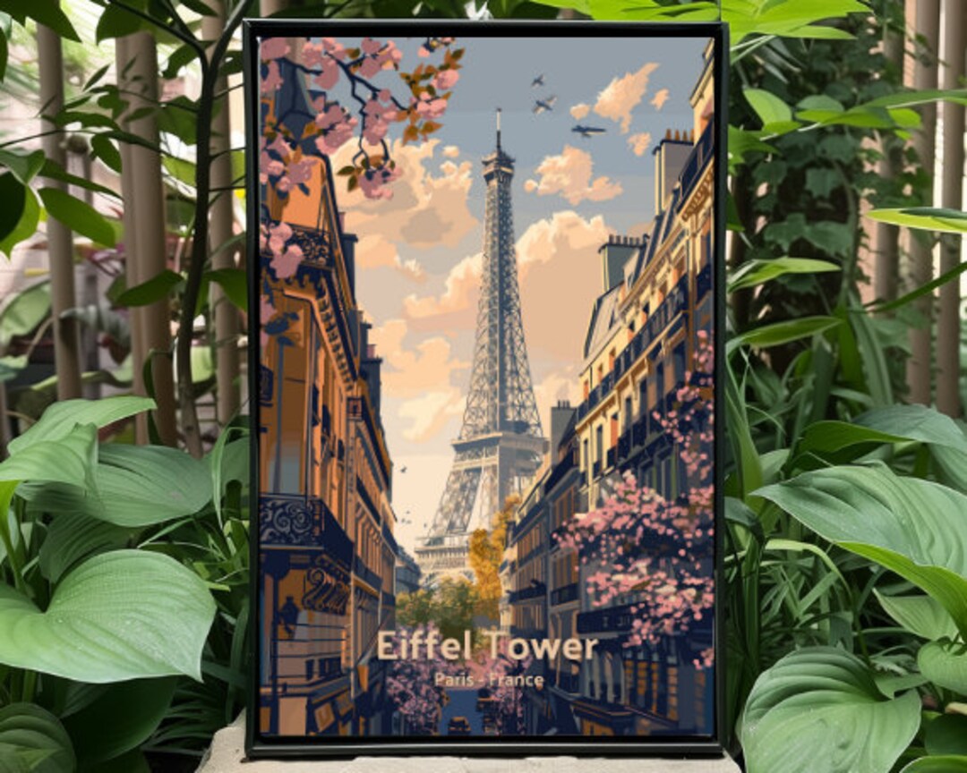 Eiffel Tower Print Pale Core Decor Paris Wall Art Retro Style Travel ...