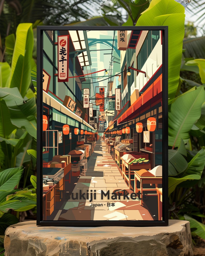 Anime Market Wall Art Tsukiji Market Japan Poster Tokyo Wall Art ...