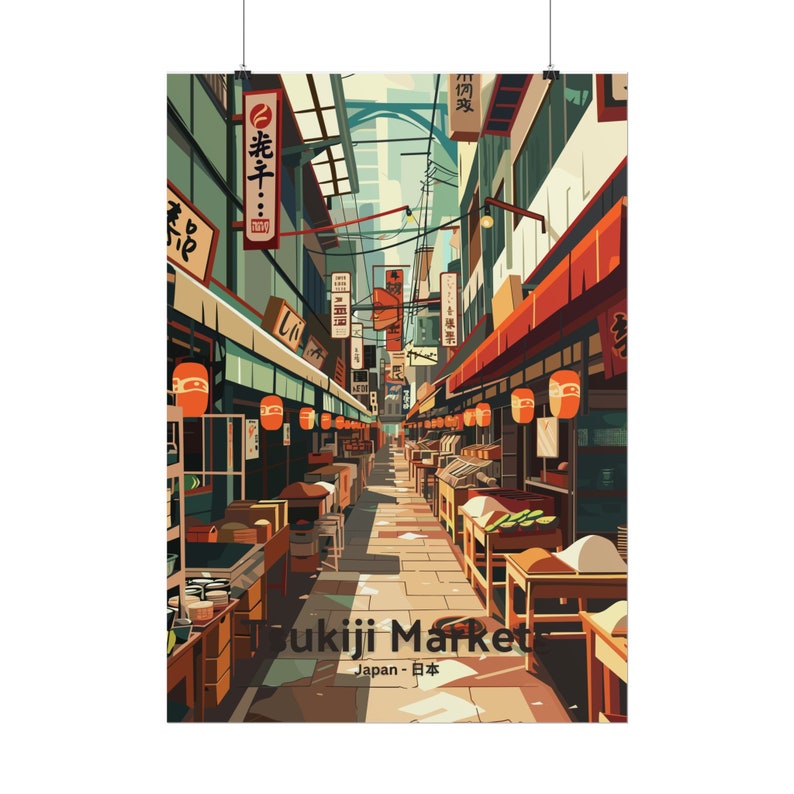 Anime Market Wall Art Tsukiji Market Japan Poster Tokyo Wall Art ...