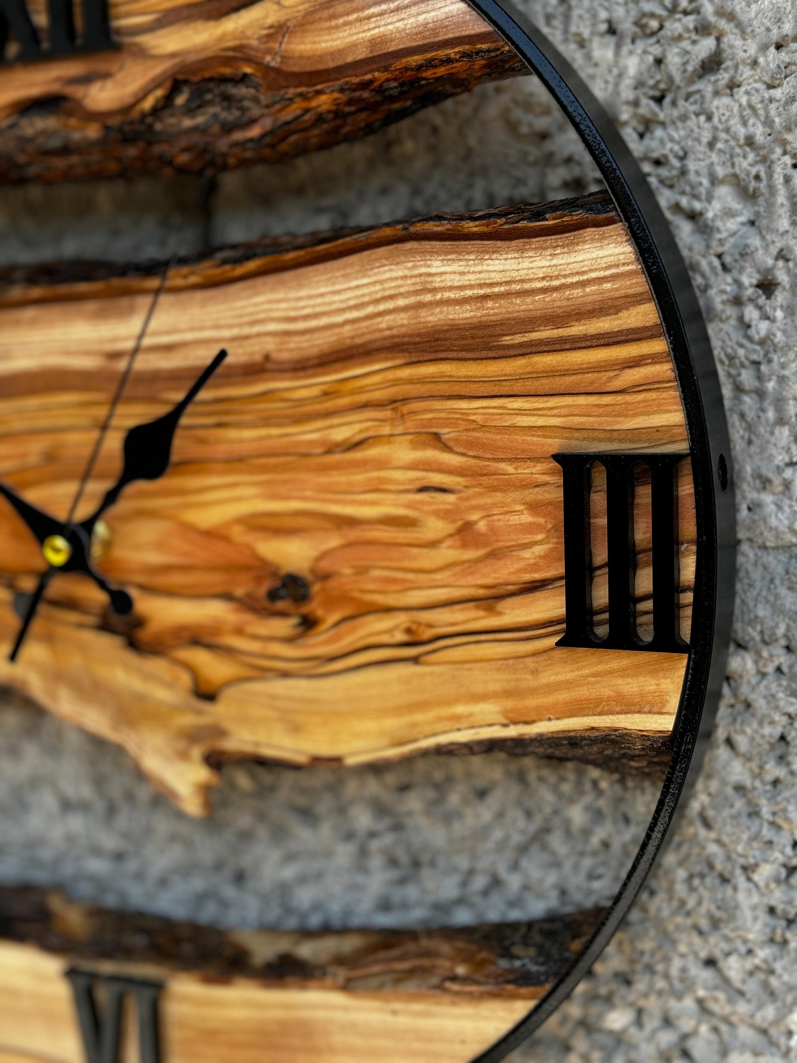 Olive Wood Wall Clock, Farmhouse Clock, Unique Wall Clock, Large Wall ...