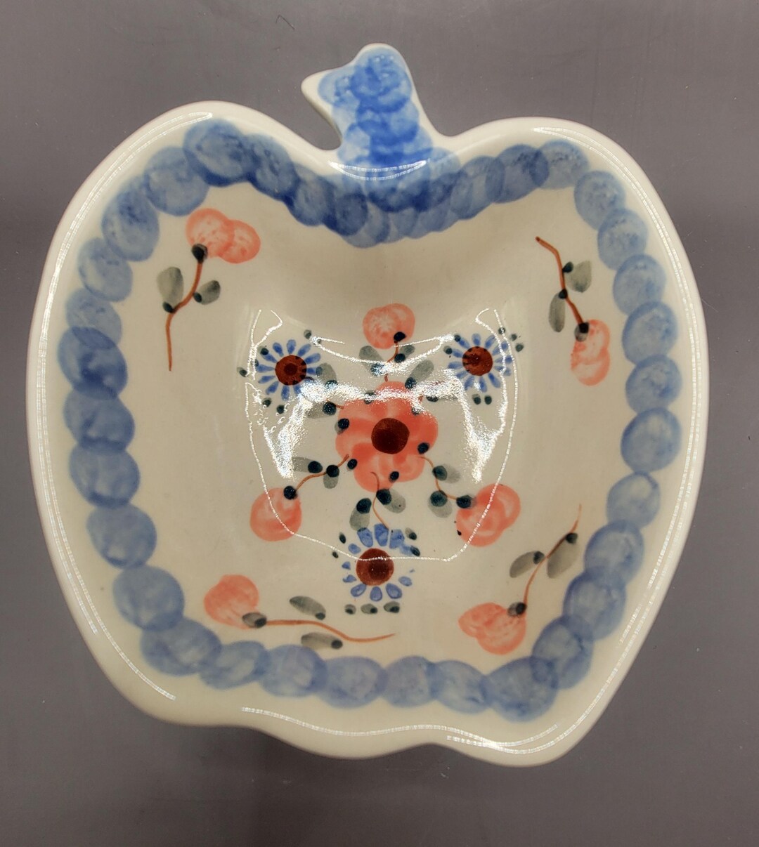Vintage Made for Polonea Handmade in Poland Apple Shaped Floral Bowl - Etsy