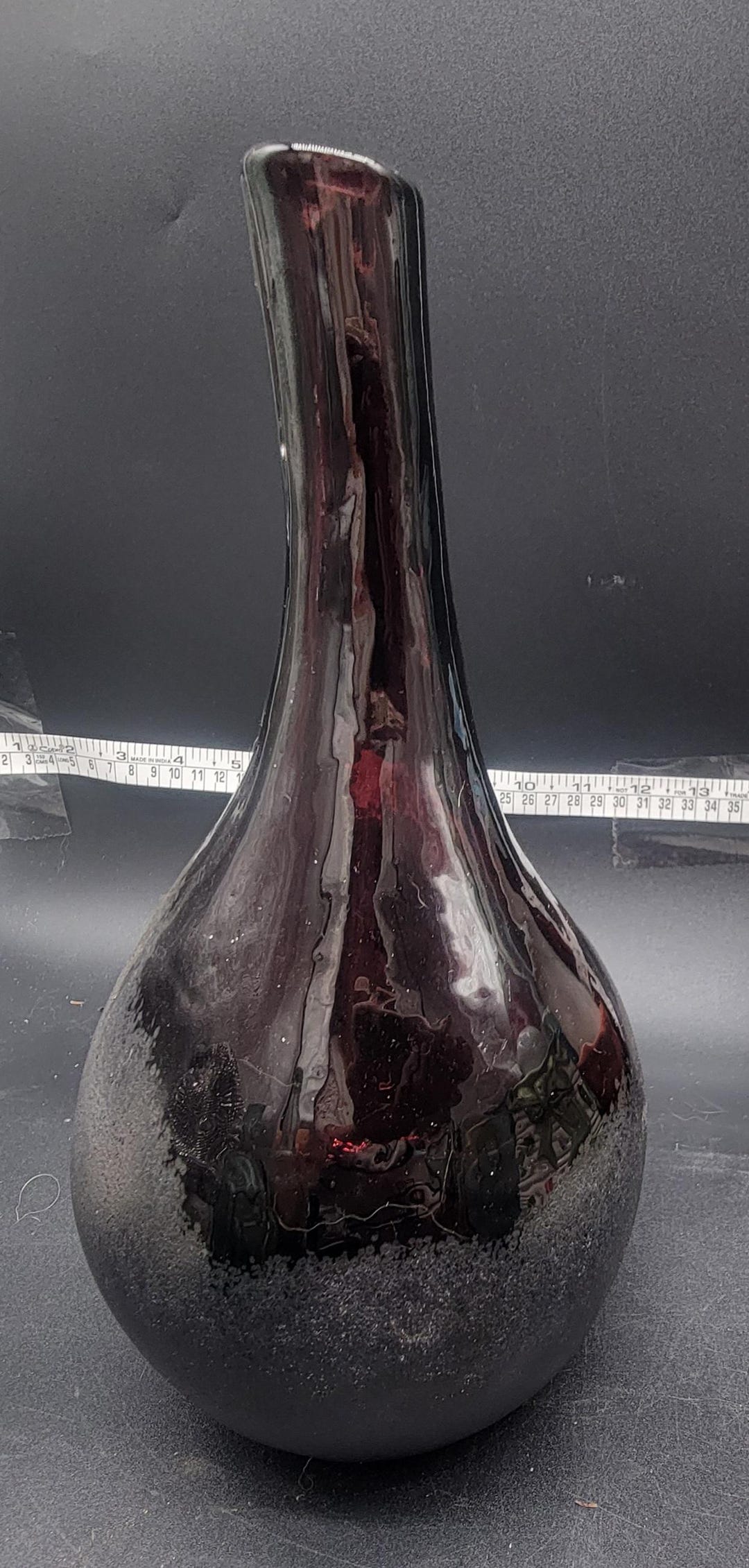 Vintage Purple Glass Vase With Mottled Glaze Bottom - Possibly Royal ...