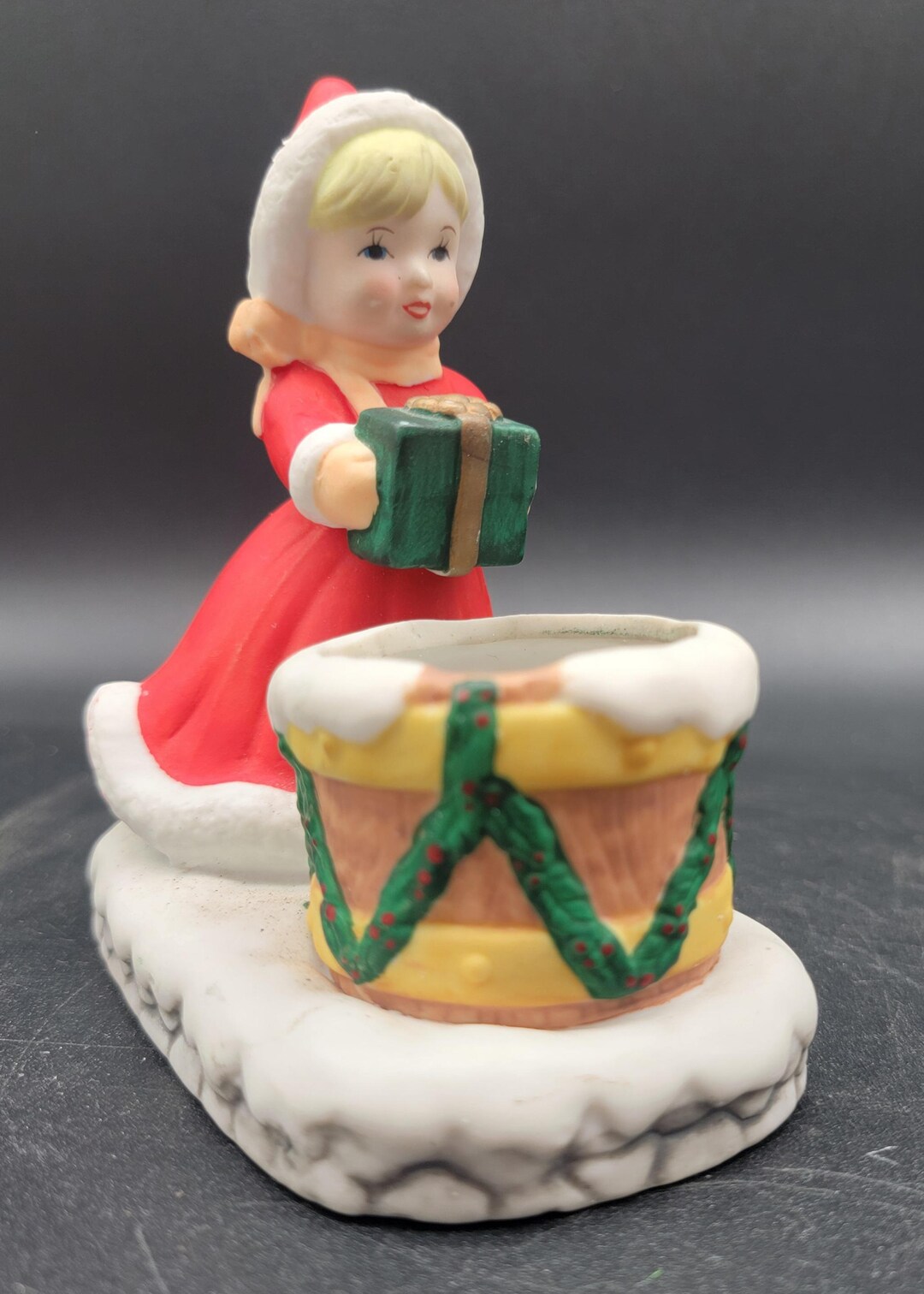 Vintage M. Workman Artmark Porcelain Girl With Present - Votive or ...
