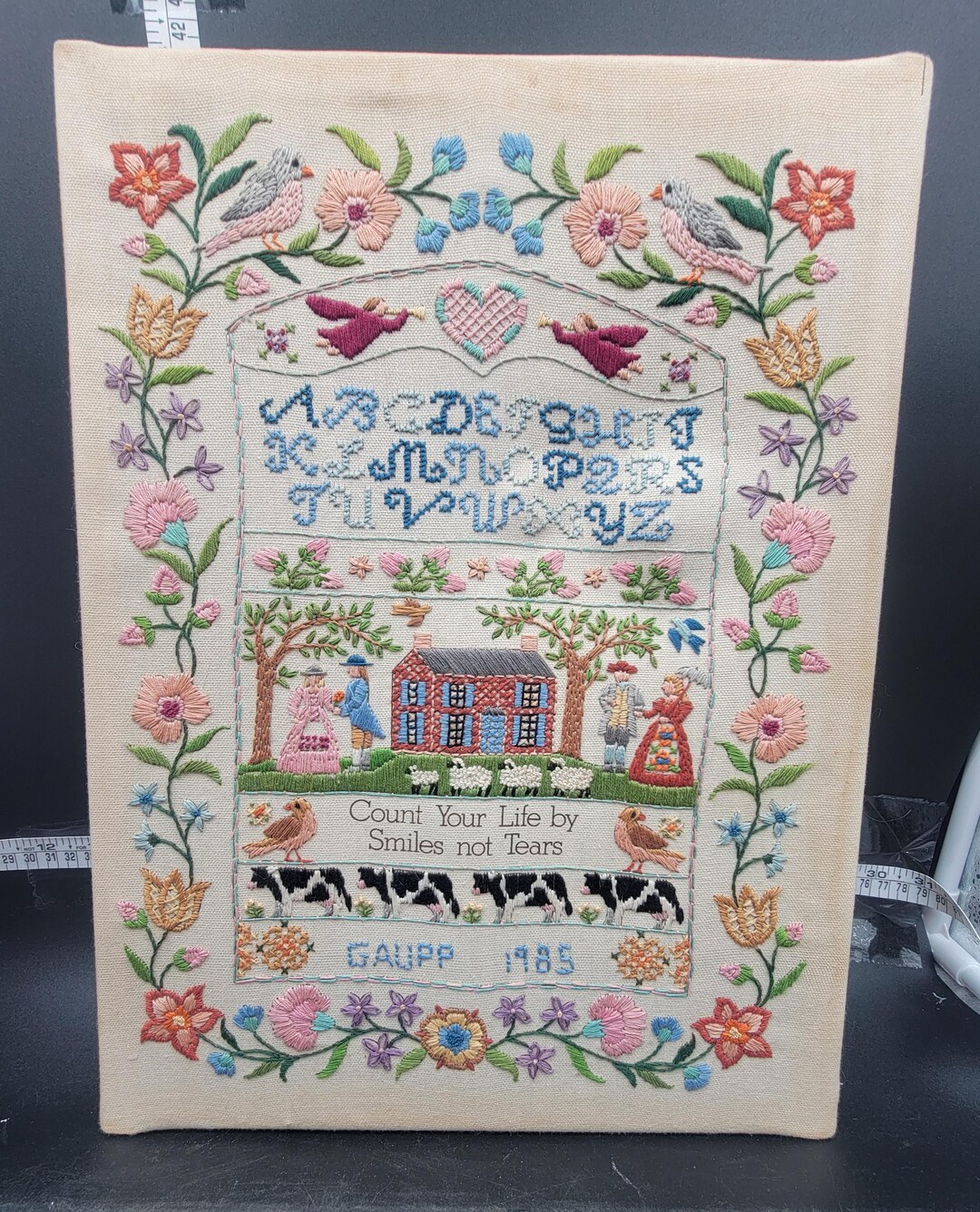 Vintage Gaupp 1985 Jacobean Sampler Hand Embroidered Alphabet "count ...