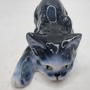 Vintage Dark Blue Kitty Cat Stretching or Pouncing - Taiwan - Etsy