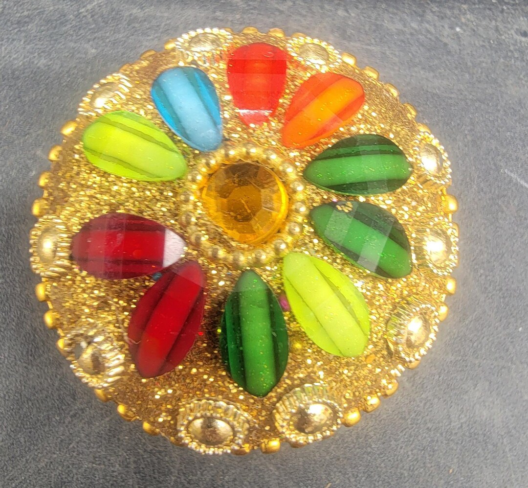 Vintage Gold Bejeweled Small Pill Box - Etsy