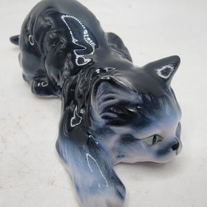 Vintage Dark Blue Kitty Cat Stretching or Pouncing - Taiwan - Etsy
