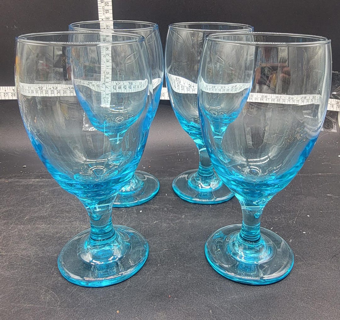 Vintage Set of Four Light Blue Cristar Sky Rioja Water Goblet Wine ...