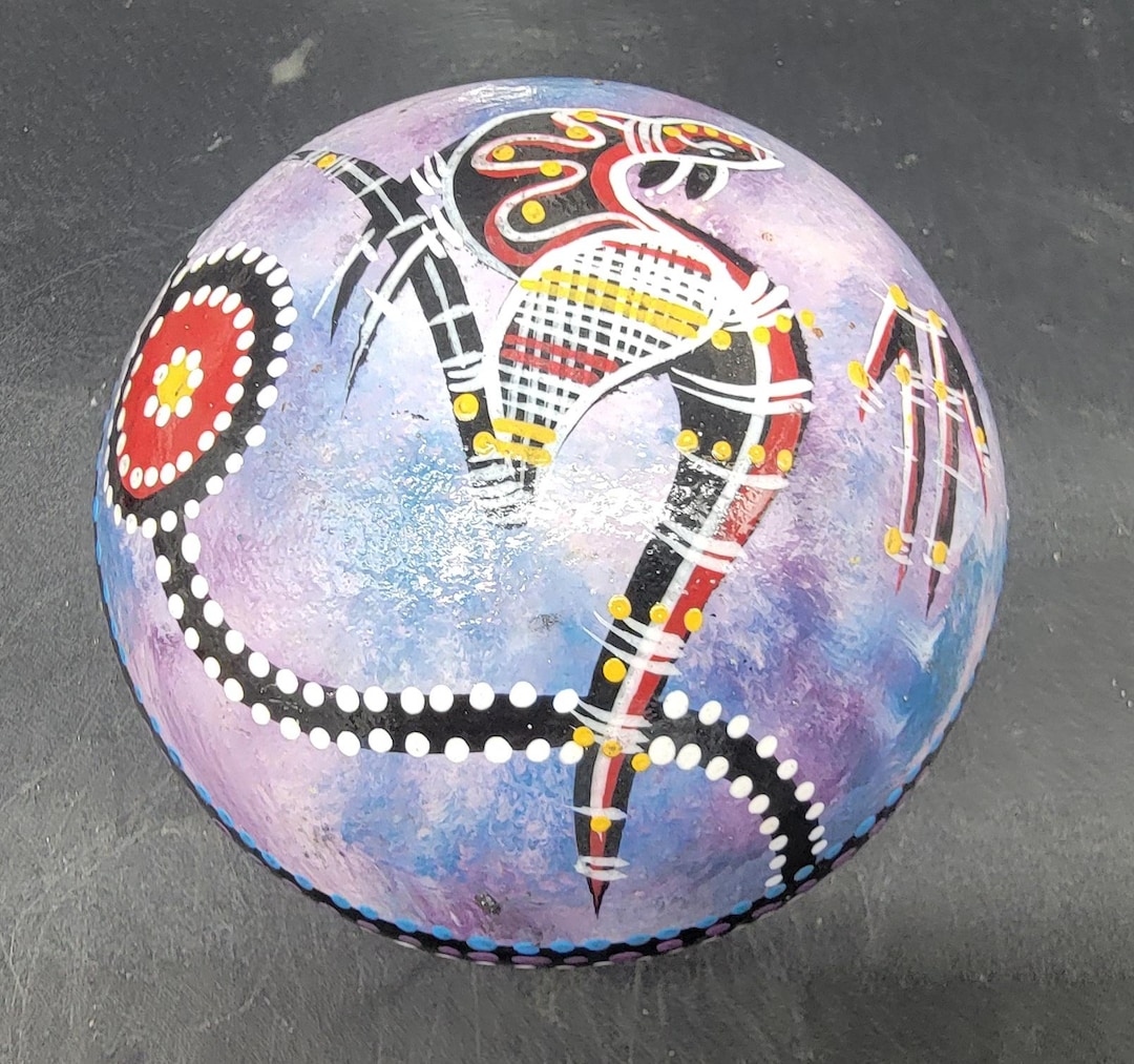 Aboriginal Art Australian Hand Painted Wood Purple Round Trinket Box ...