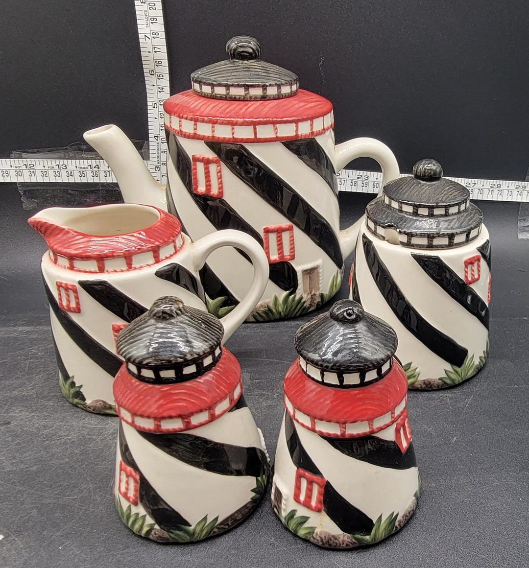 Vintage Nantucket Lighthouse Teapot Set Including Teapot, Creamer ...