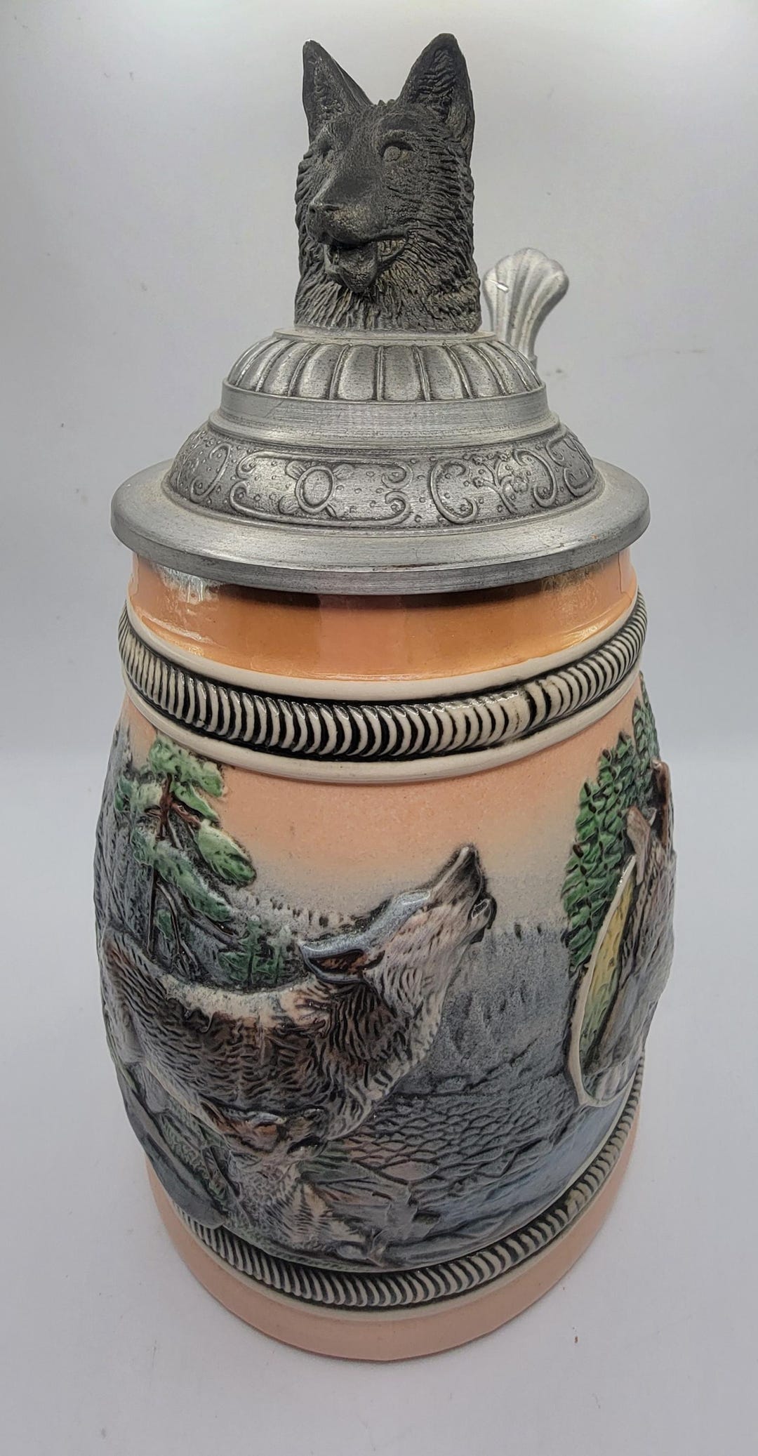 Vintage Domex German Collectible Lidded Stain Fine Beer Stein Wolf ...