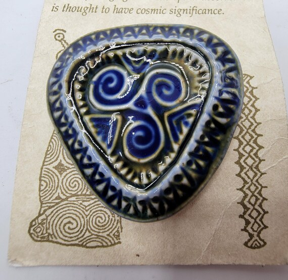 Vintage 1990s Celtic Triskelion Cobalt Blue Handmade … - Gem