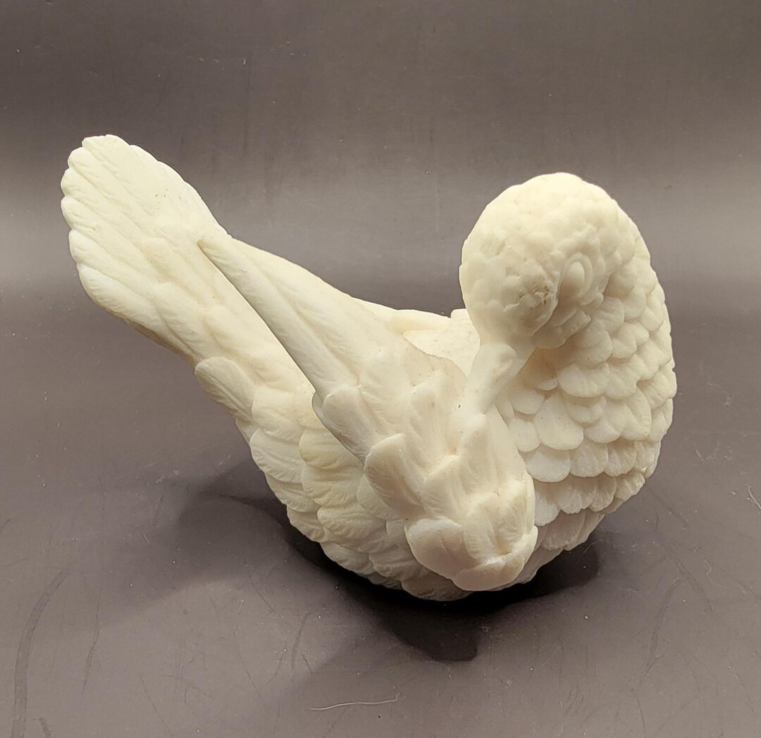 Vintage Alabaster White Dove Figurine Preening Itself - Etsy