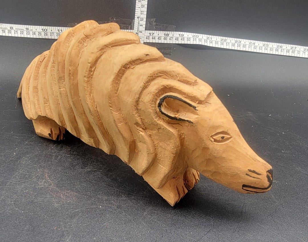 Vintage Carved Wooden Armadillo Figurine - Etsy
