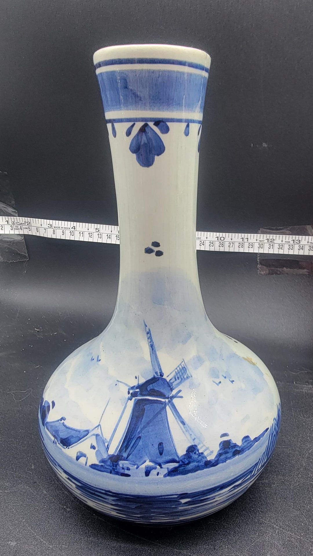 Vintage 105 Delft Blue Windmill Floral Ceramic Vase - 9.5" - Etsy