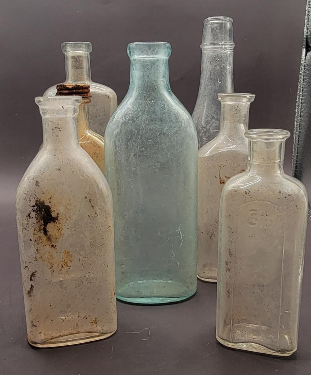 Lot of 6 Antique Glass Bottles - Etsy