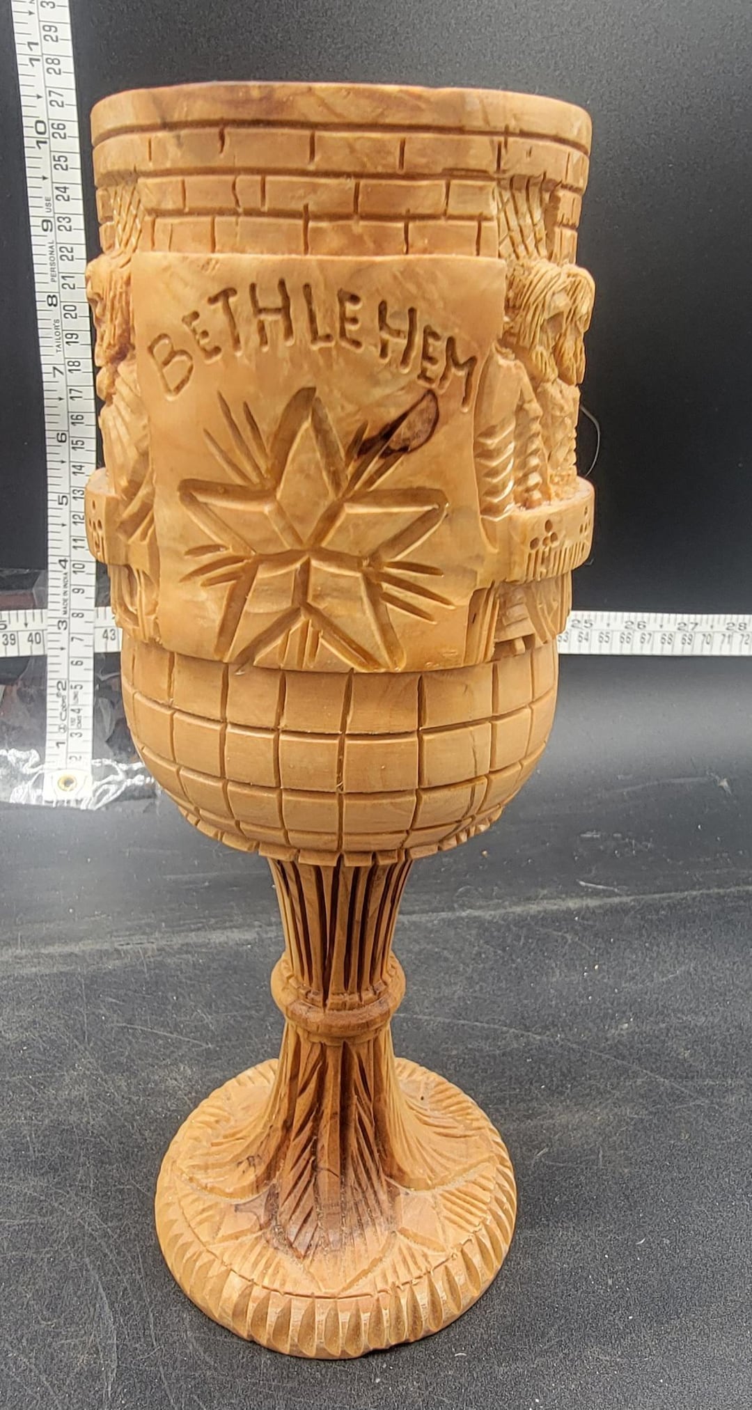 Oliveart - Genuine Olivewood Hand Carved in Bethlehem Wood Goblet or ...