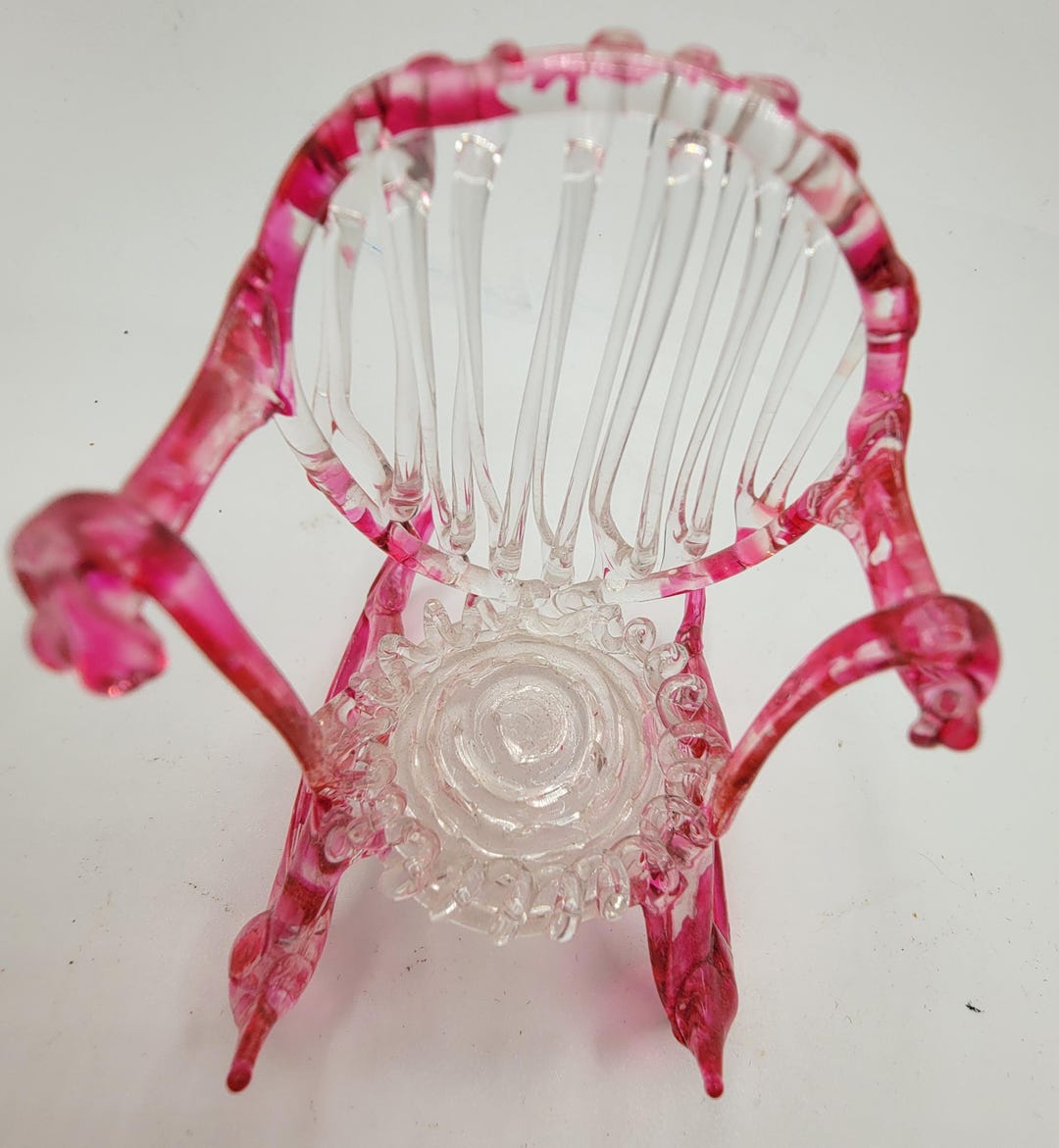 Vintage Hand Blown Glass Rocking Chair, Pink and Clear - Etsy