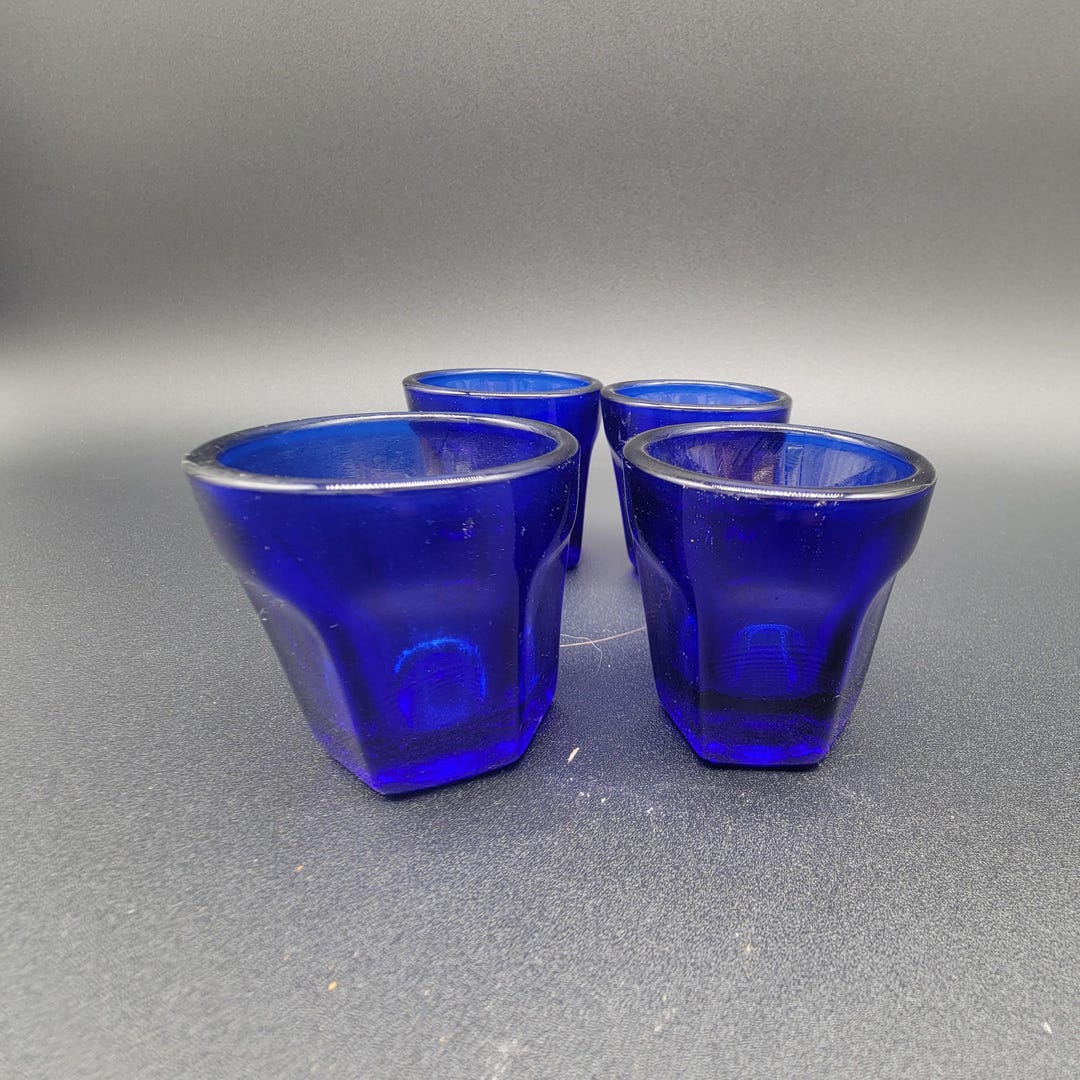 Vintage Cobalt Blue Shot Glasses - Set of Four - Etsy